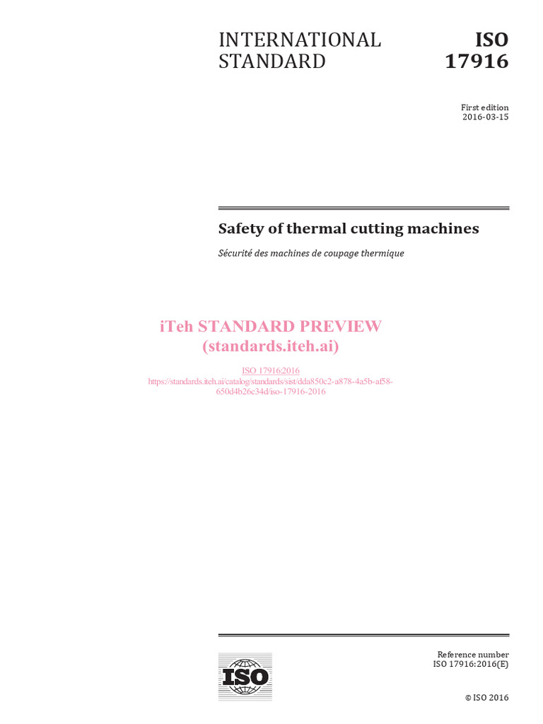 ISO 17916 2016 Thermal Cutting | PDF | International Organization For Standardization | Welding