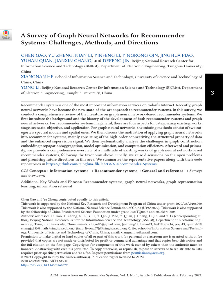 A Survey of Graph Neural Networks For Recommender Systems - Challenges, Methods, and Directions ...
