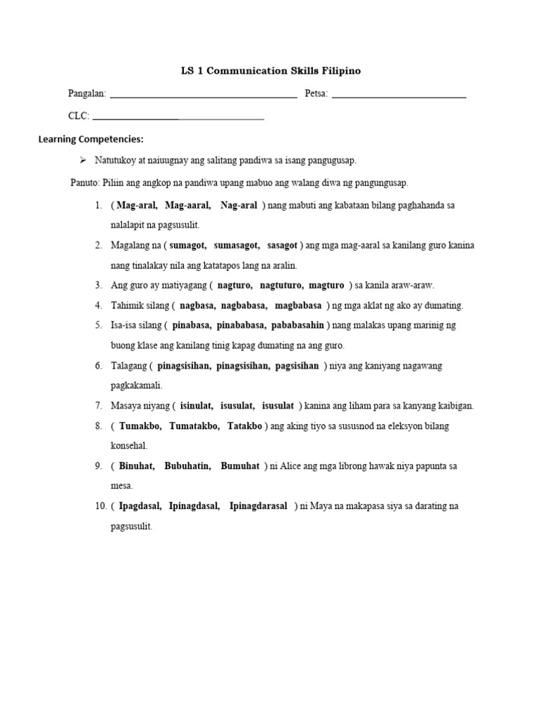 LS 1 Communication Skills Filipino JHS - 3 | PDF