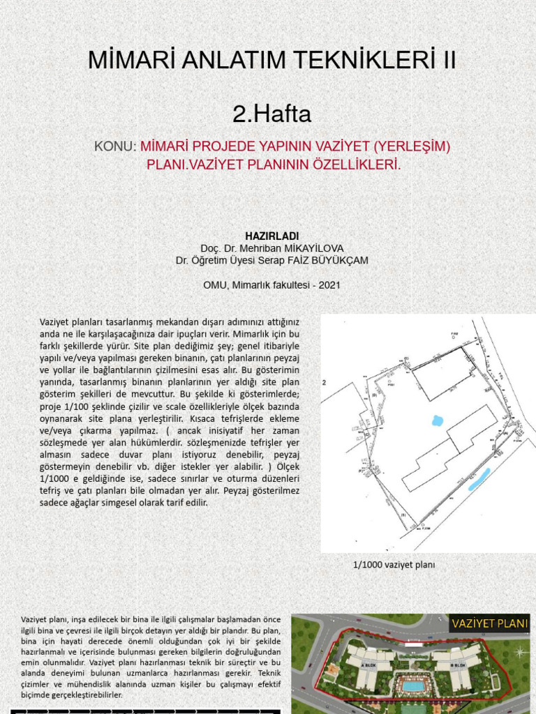 DERS NOTU. HAFTA 2. VEZİYYET PLANI pdf | PDF