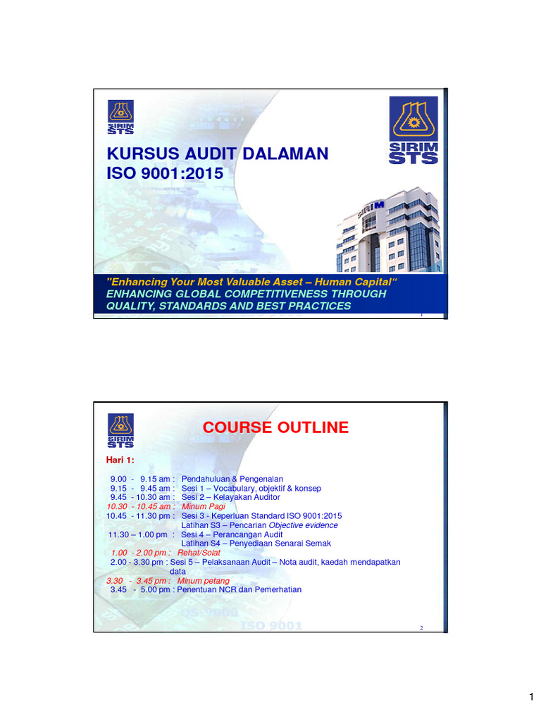 ISO 9001:2015 Internal Audit Course | PDF | Career & Growth