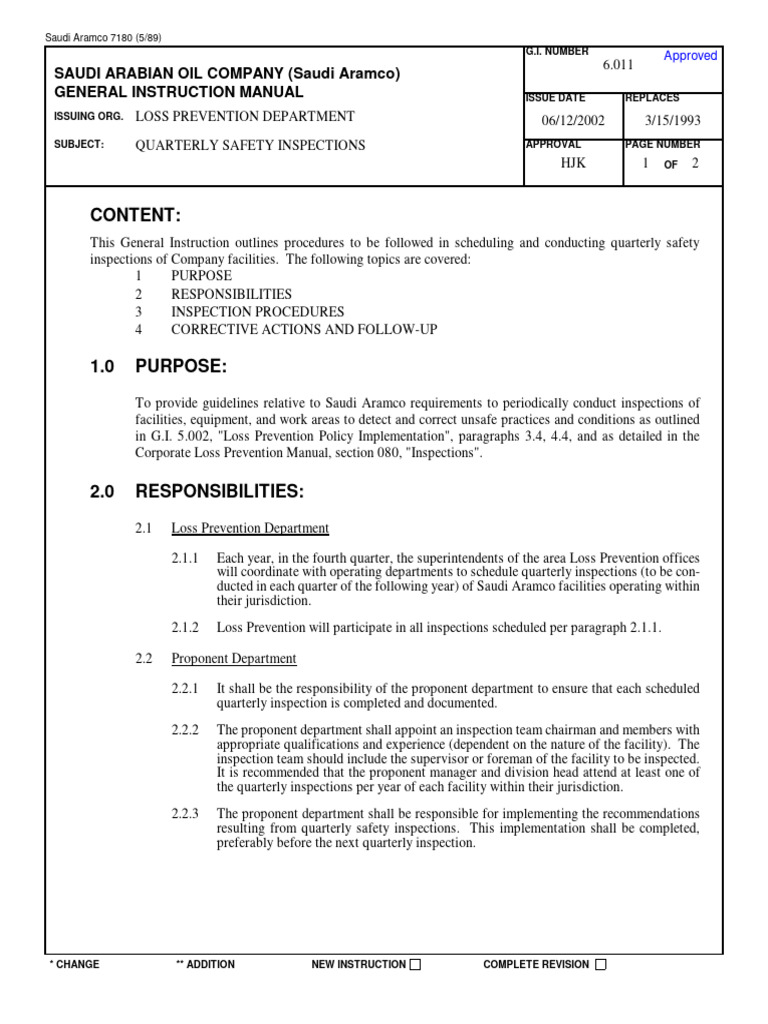 Content:: Saudi Arabian Oil Company (Saudi Aramco) General Instruction ...