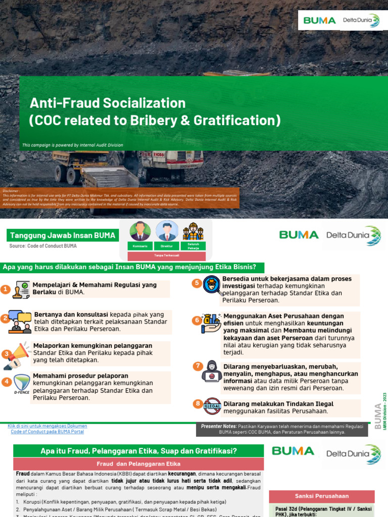 (BUMA Mining) Fraud, Pelanggaran Etika, Suap Dan Gratifikasi | PDF | Bisnis