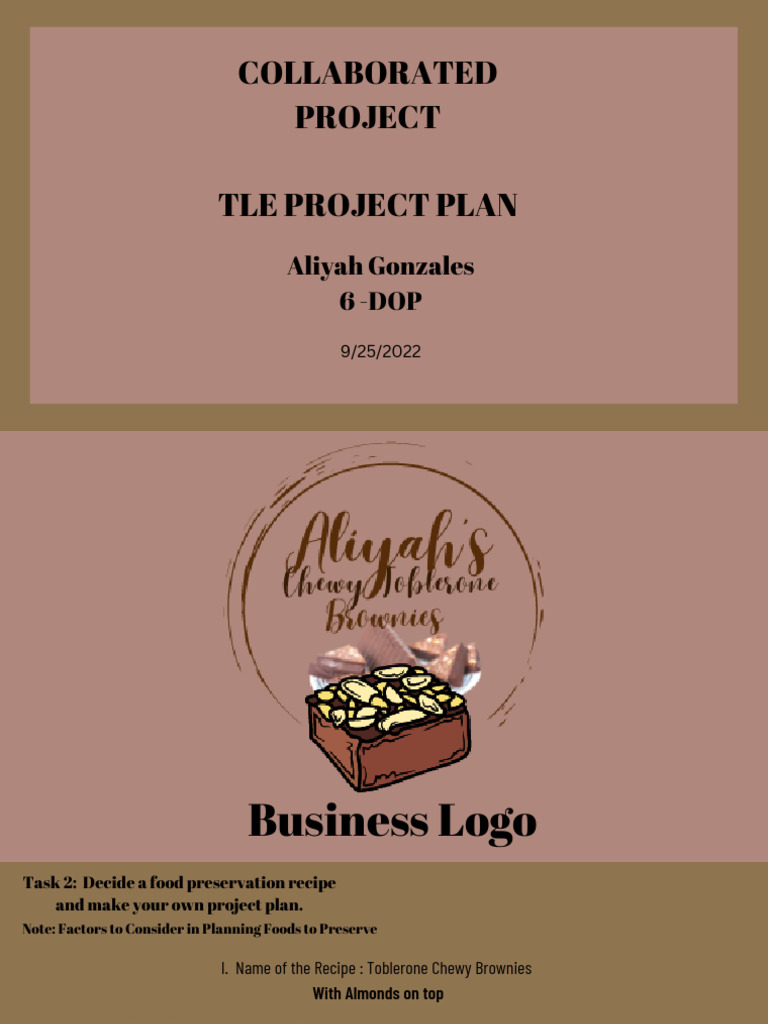 Collaborated Project TLE PROJECT PLAN | Download Free PDF | Baking ...