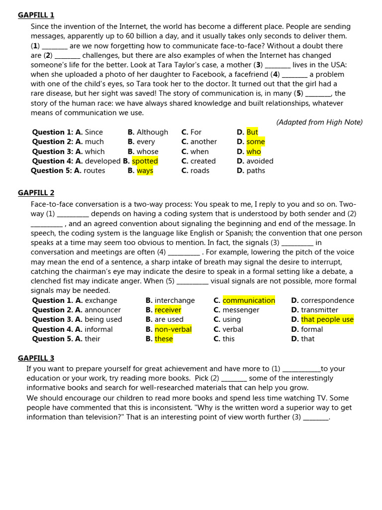 Key Chuyên Đề Gapfill | PDF | Tourism | Tattoo