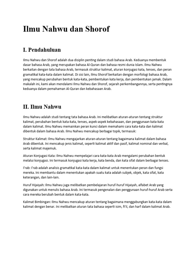 Ilmu Nahwu Dan Shorof Pdf