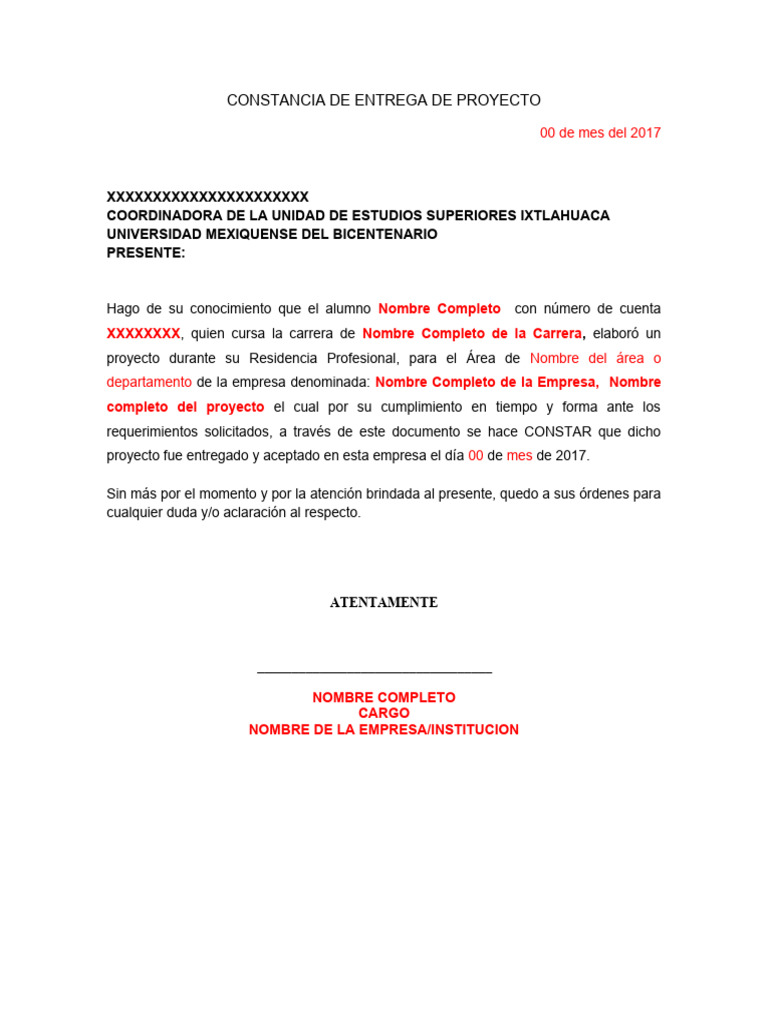 11carta-De-Entrega-De-Proyecto Ok | PDF