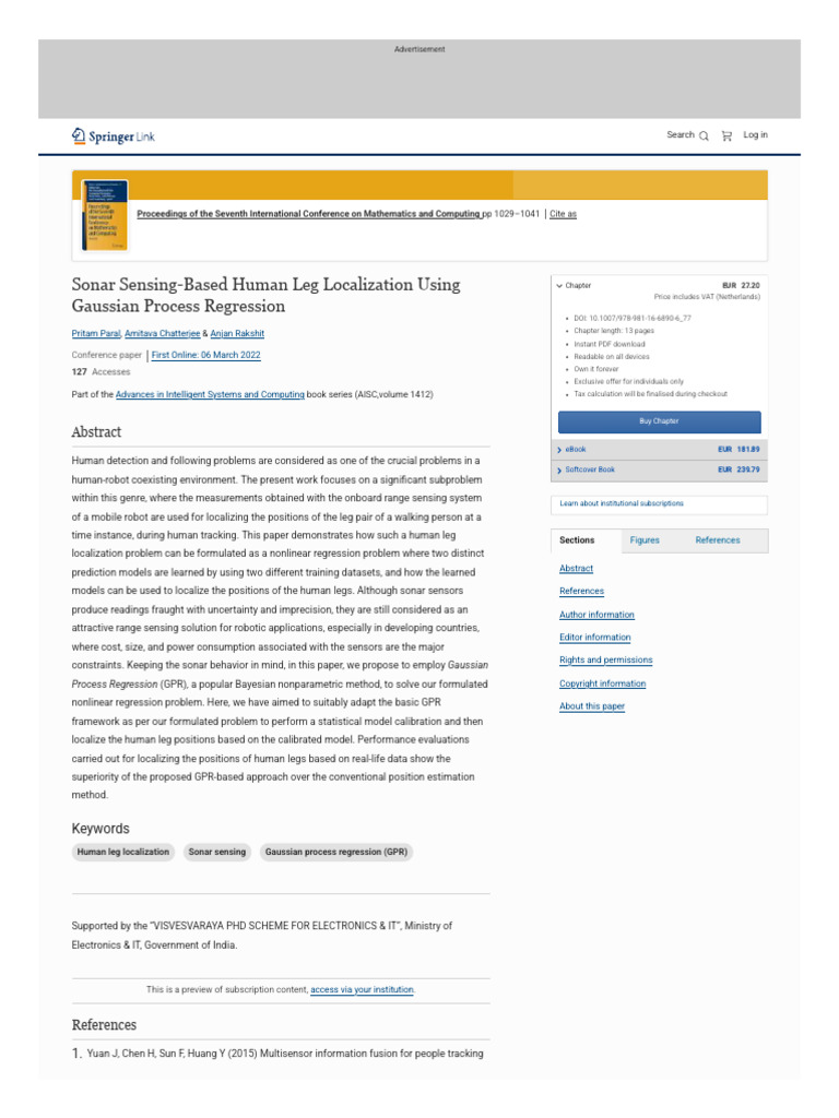 Sonar Sensing-Based Human Leg Localization Using Gaussian Process Regression | PDF | Regression ...
