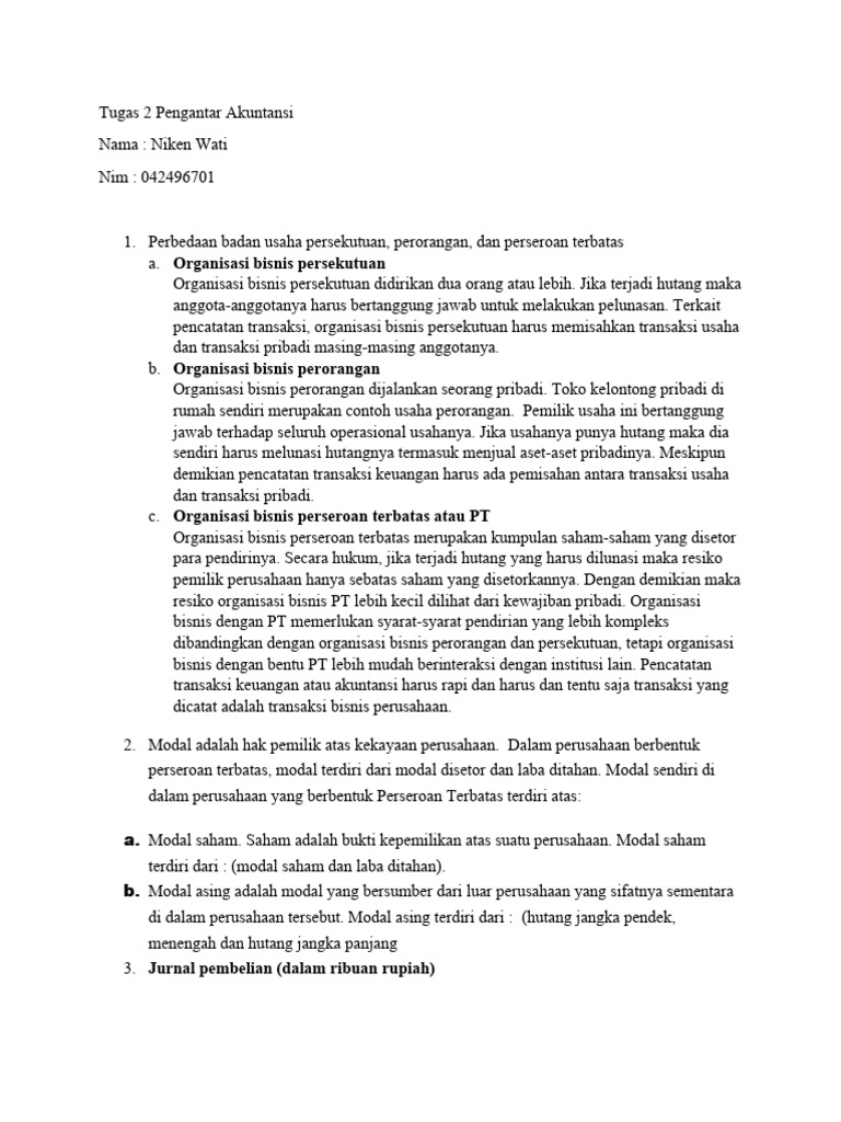 Tugas 2 Pengantar Akuntansi | PDF