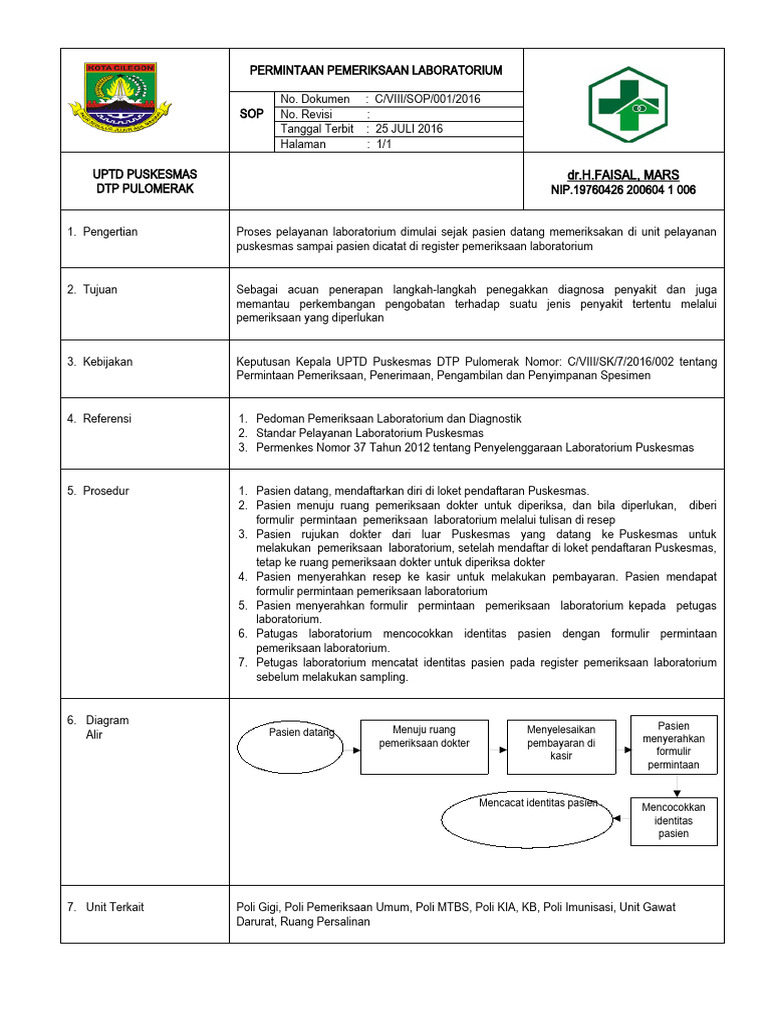8.1.2 (1) SOP Permintaan Pmx Lab | PDF
