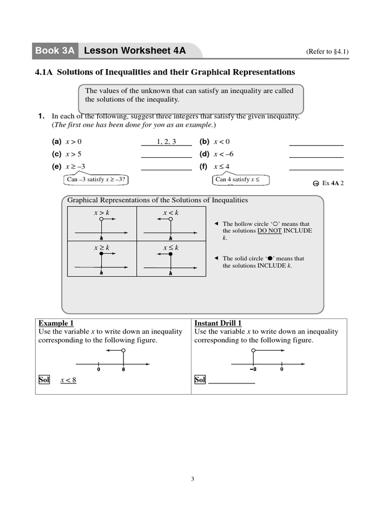 F3 Math Ch1A Linear Inequalities in One Unknown | PDF | Inequality (Mathematics) | Mathematical ...