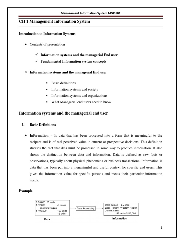 CH 1 Management Information System: Introduction To Information Systems | PDF | Information ...