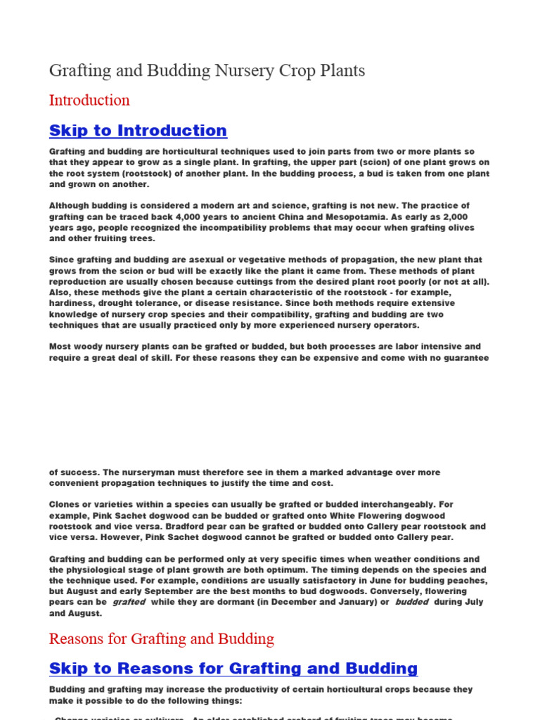 Grafting and Budding Techniques Explained | PDF | Grafting ...