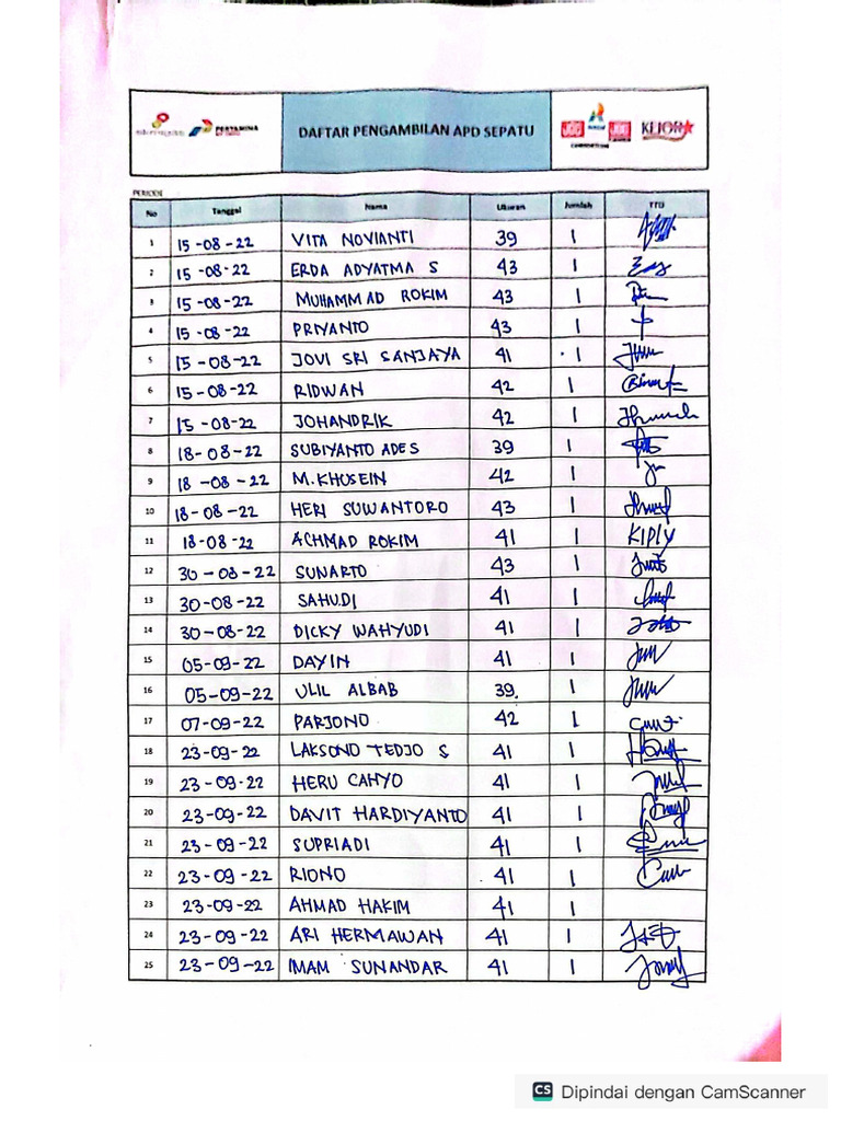 FORM PENGAMBILAN SEPATU_CV KEJORA_ASPHALT & ACCESSORIES WORK AT OFFSITE ...