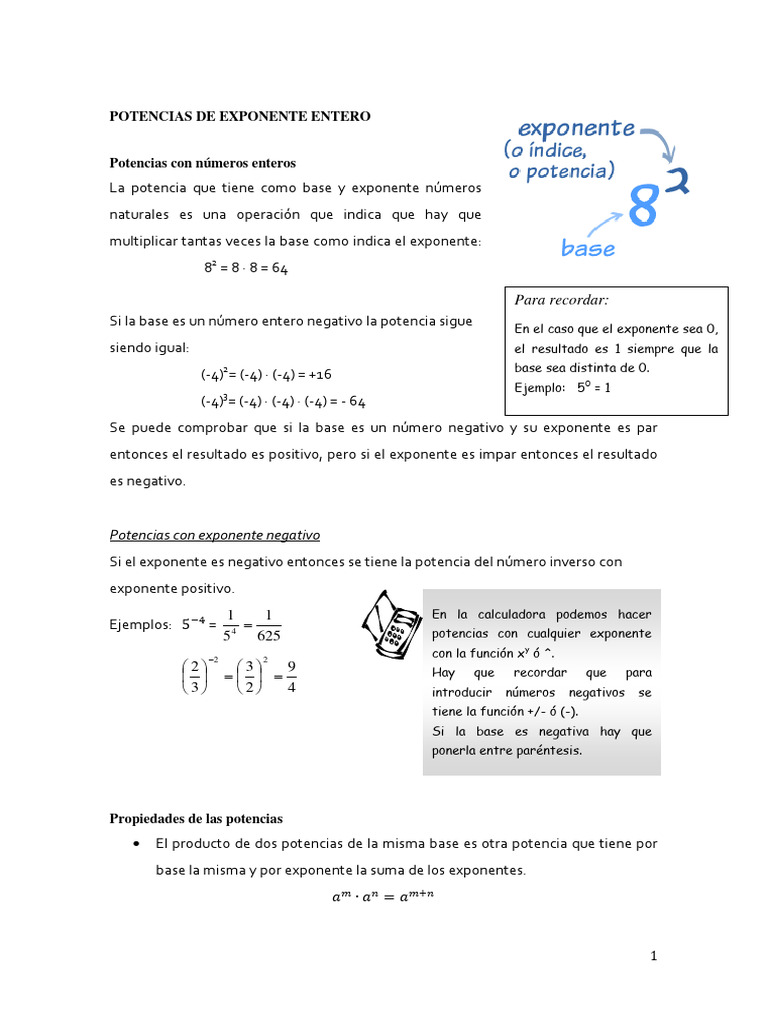 potencias y notación científica | PDF | Exponenciación | Multiplicación