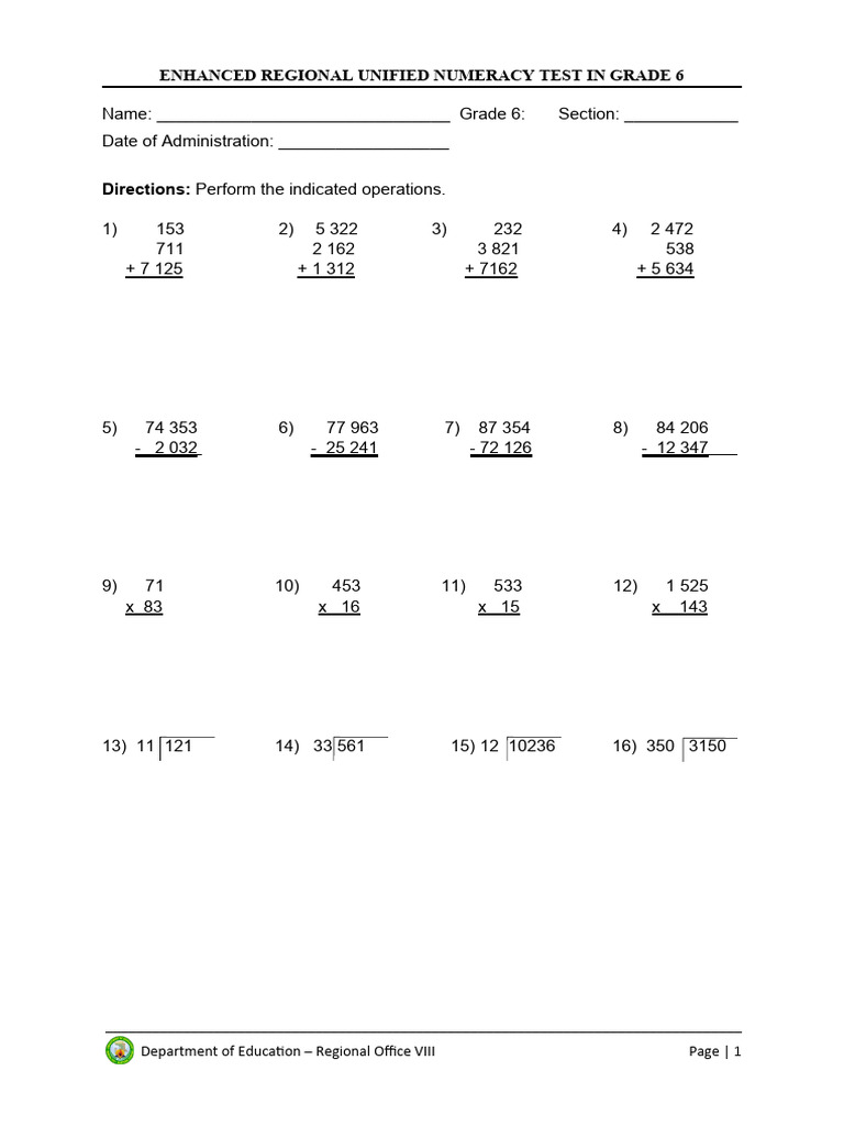 Grade6 Final Erunt Pretest | PDF