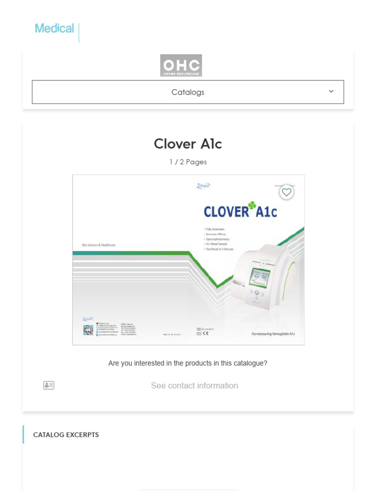 Clover A1c - OSANG Healthcare - PDF Catalogs - Technical Documentation | PDF | Glycated ...