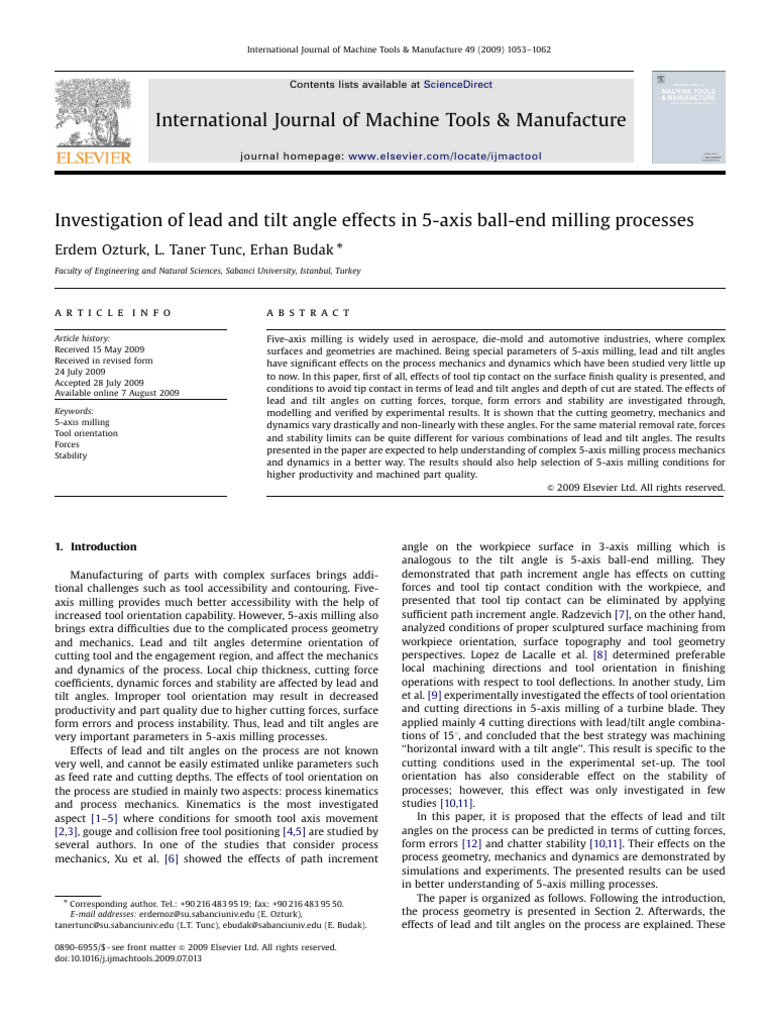 Ozturk2009.pdf Investigation of Lead and Tilt Angle Effects in 5-Axis Ball-End Milling Processes ...