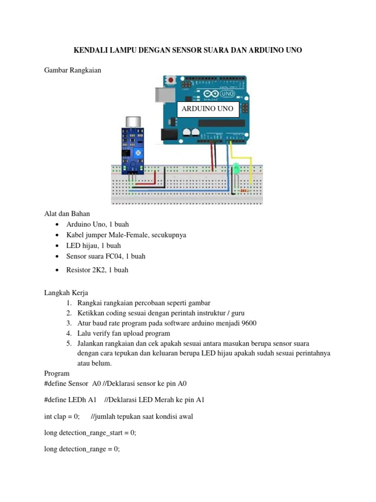 Kendali Lampu Dengan Sensor Suara Dan Arduino Uno Pdf