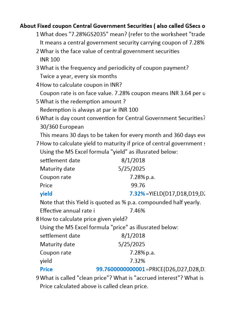 About Fixed Coupon Central Government Securities (Also Called Gsecs or ...
