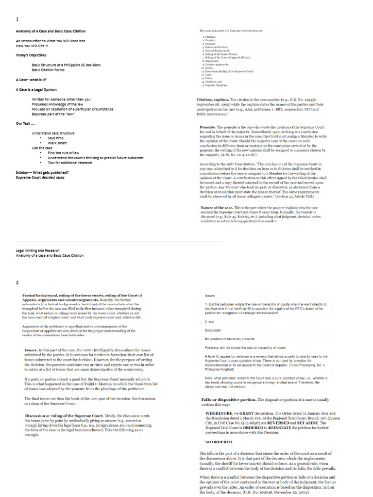 Anatomy of A Case and Basic CAse Citation | Download Free PDF ...