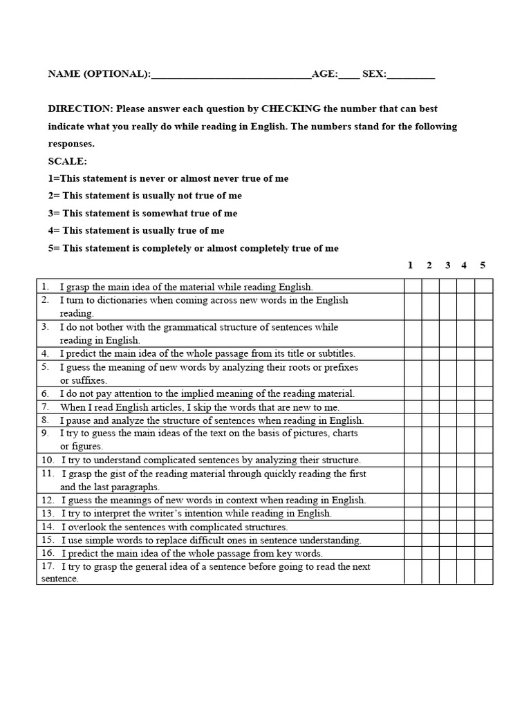 Research Questionnaire Template Grade 10 Av | PDF