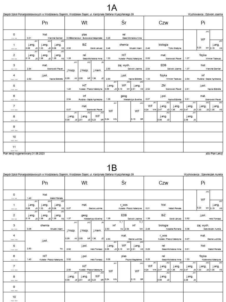 Plan Lek CJ I Klas 04092023 | PDF