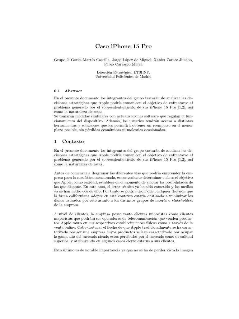 Caso - Iphone - 15 - Pro (Borrador 1) | PDF | Apple Inc. | Yo telefono