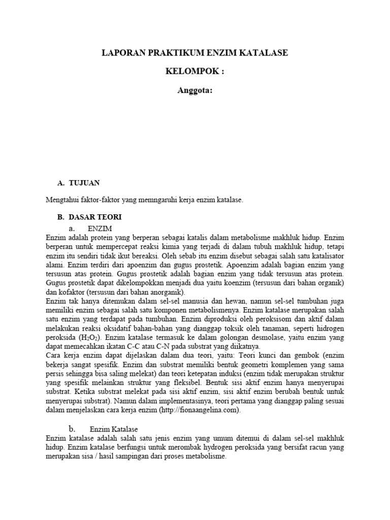Laporan Praktikum Enzim Katalase | PDF