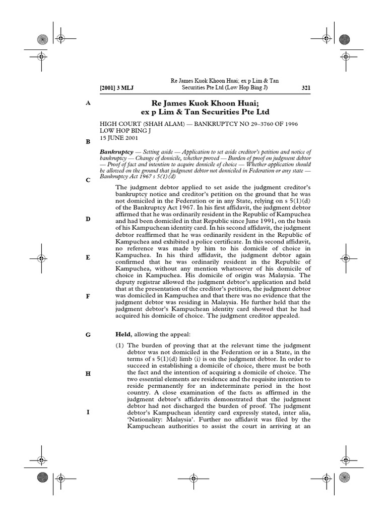 Re James Kuok Khoon Huai Ex P Lim & Tan Securities Pte LTD | PDF