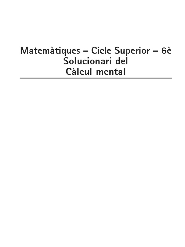 Calcul Mental 6è Solucions | PDF