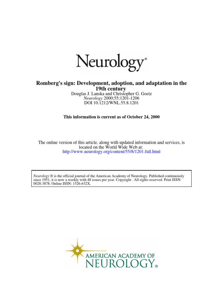 Lanska 2000 Romberg Sign | PDF | Neurology | Nervous System