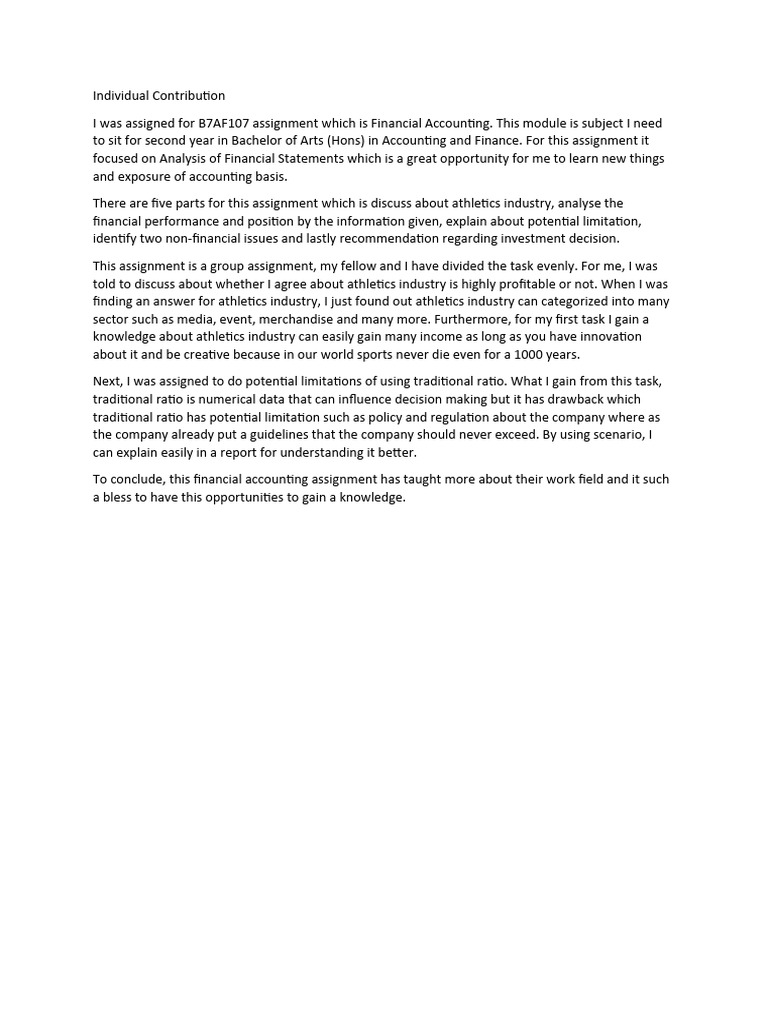 Individual Contribution (Imtiaz) | PDF | Career & Growth | Finance ...