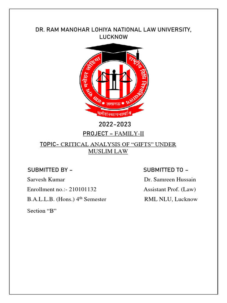 Muslim Law: Gifts and Hiba Analysis | PDF | Politics | Social Science