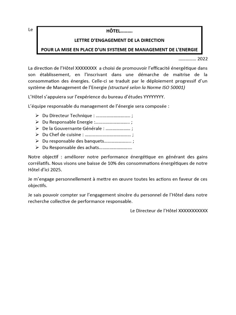 Modèle de lettre d'engagement | PDF