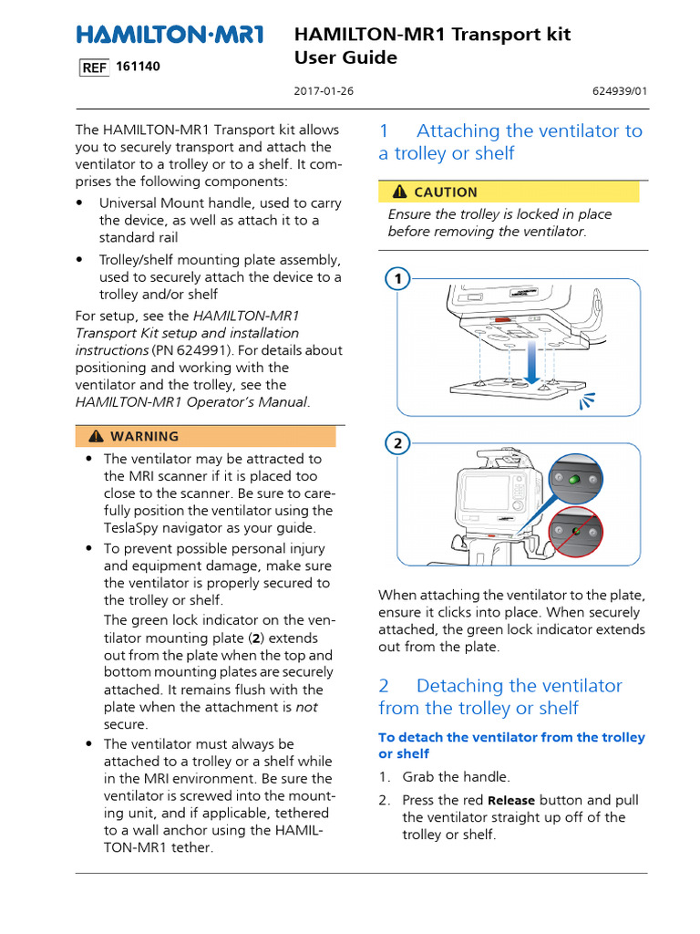 HAMILTON-MR1 Transport-Kit User-Guide en 624939.01 | PDF | Equipment