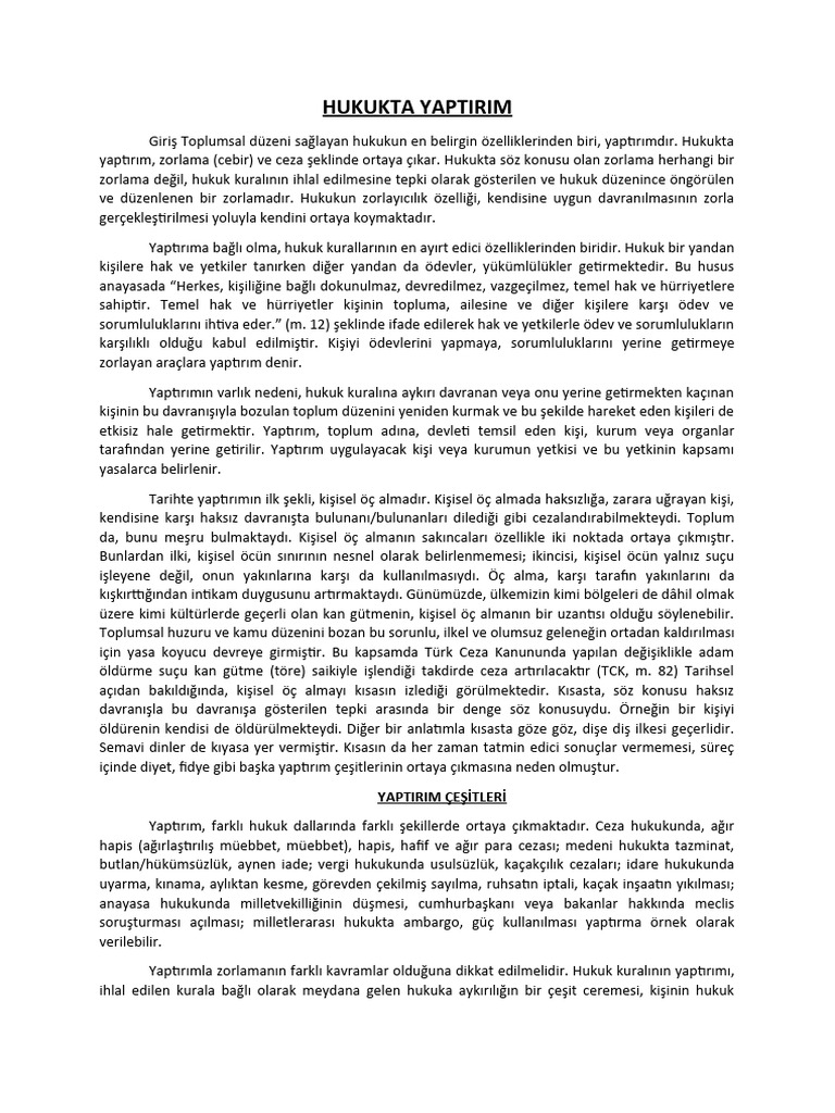 Hukukun Yaptirimlari 3-4.hafta | PDF