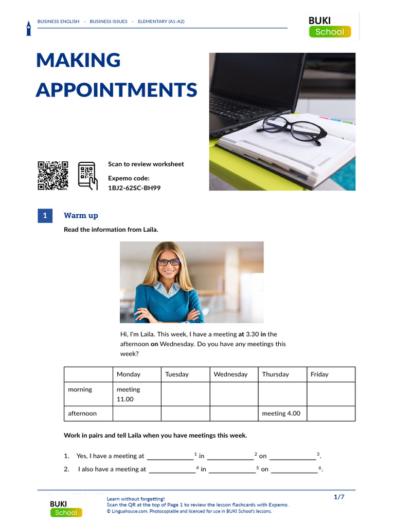 Business English: Making Appointments | PDF | Stress (Linguistics) | Workweek And Weekend