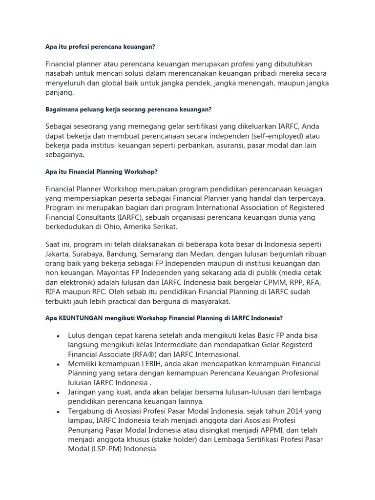 Sertifikasi Financial Planner | PDF