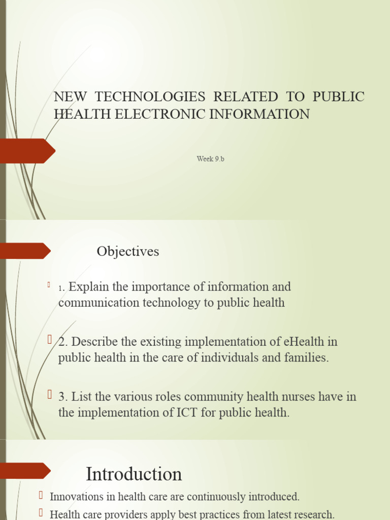 Chapter 9.b NEW-TECHNOLOGIES-RELATED-TO-PUBLIC-HEALTH-ELECTRONIC-INFORMATION | PDF | Electronic ...