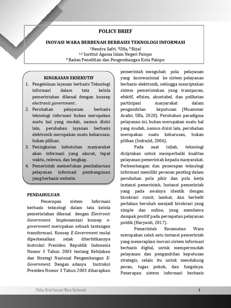 Policy Brief Wara 3 | PDF