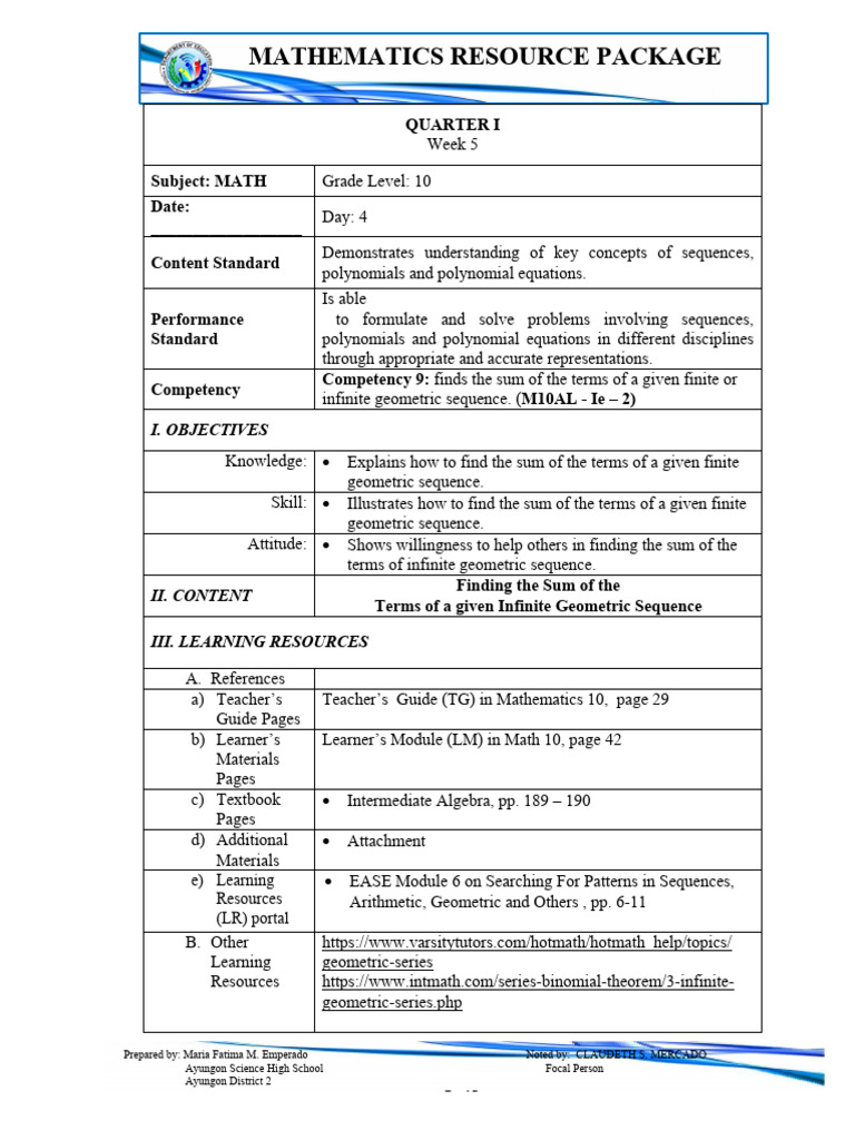 Mathematics Resource Package | PDF | Mathematics