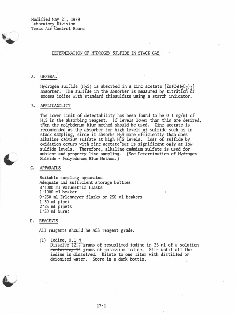 Tceq Lab Method 17 | PDF