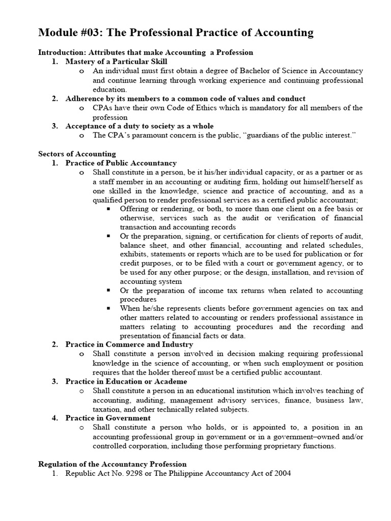 Module #03 - The Professional Practice of Accounting | PDF | Certified ...