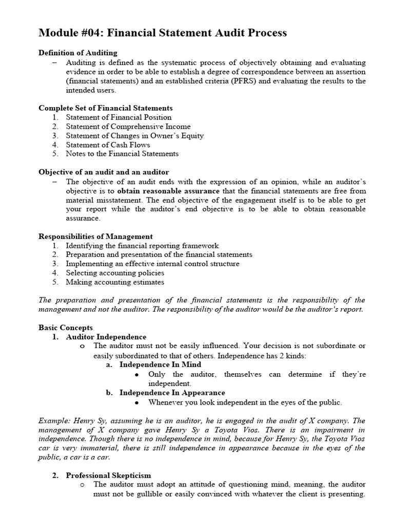 Module #04 - Financial Statement Audit Process | PDF | Financial Audit ...