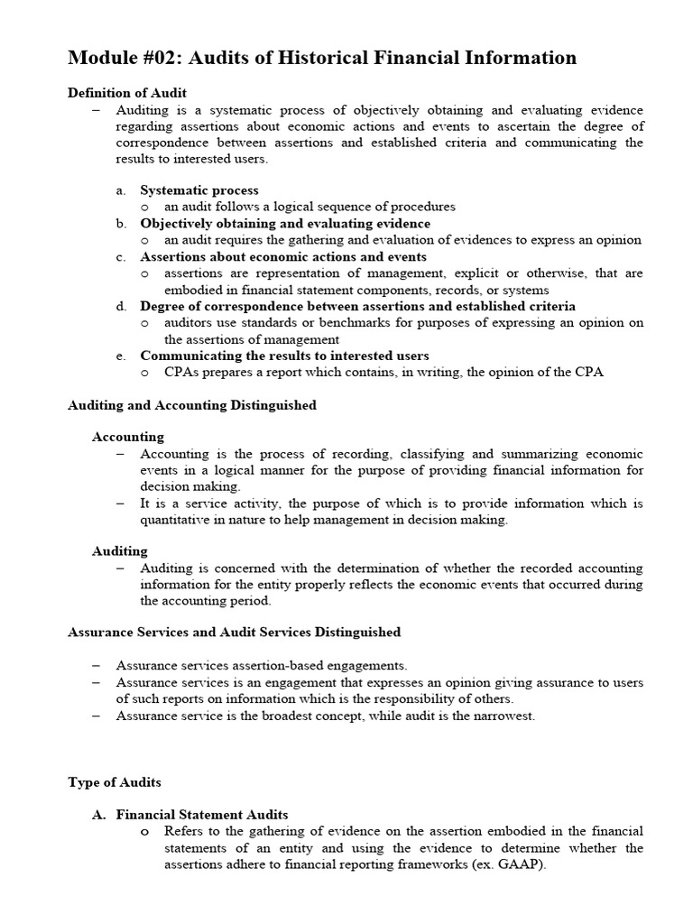Module #02 - Audits of Historical Financial Information | PDF | Audit ...
