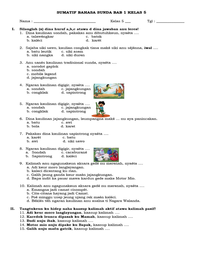 B.Sunda - SUMATIF BAB 1 | PDF
