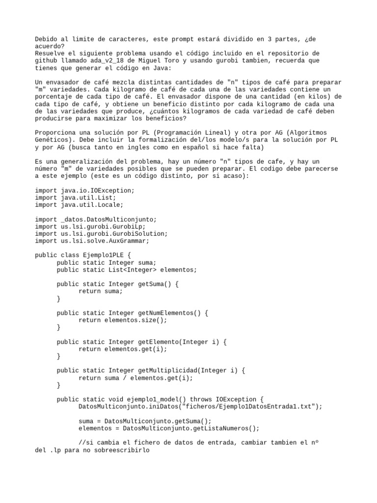 Propmts Bing | PDF | Java (lenguaje de programación) | café