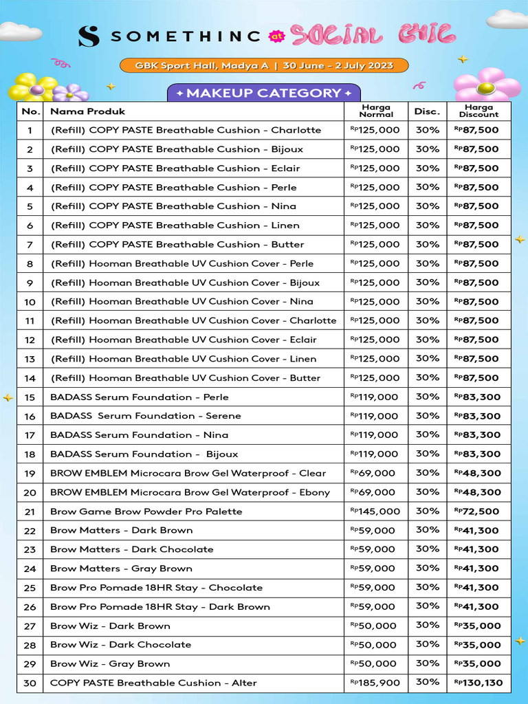 Product List - Somethinc (Social Chic 2023) | PDF | Sunscreen | Skin Care