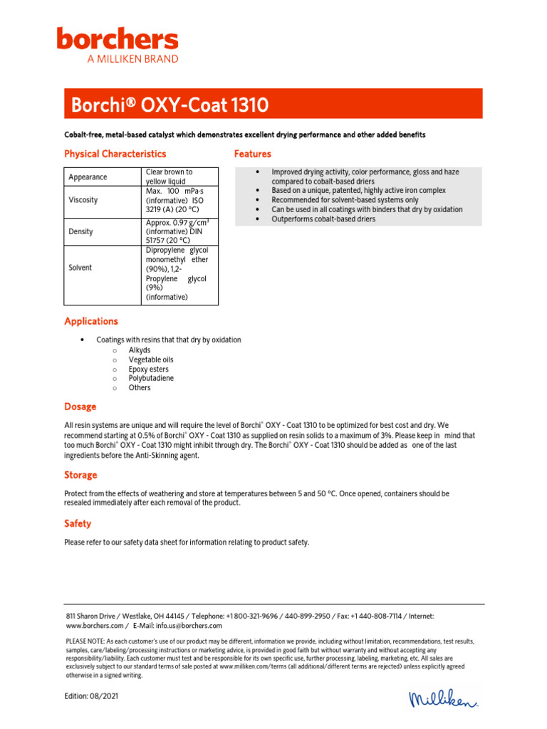 Borchi OXY Coat 1310 TDS | PDF | Epoxy | Chemical Substances